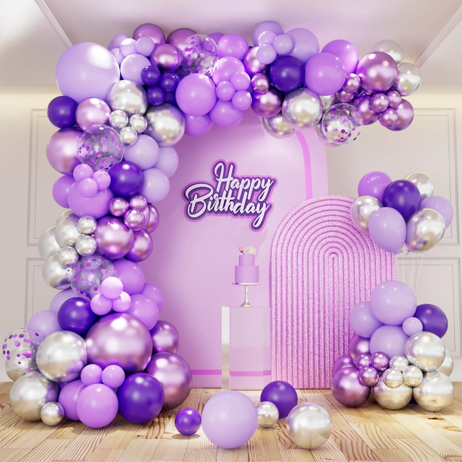 Belscebels Balloons Arch Kit, Dark H2FSDLight Pastel Metallic Silver ...