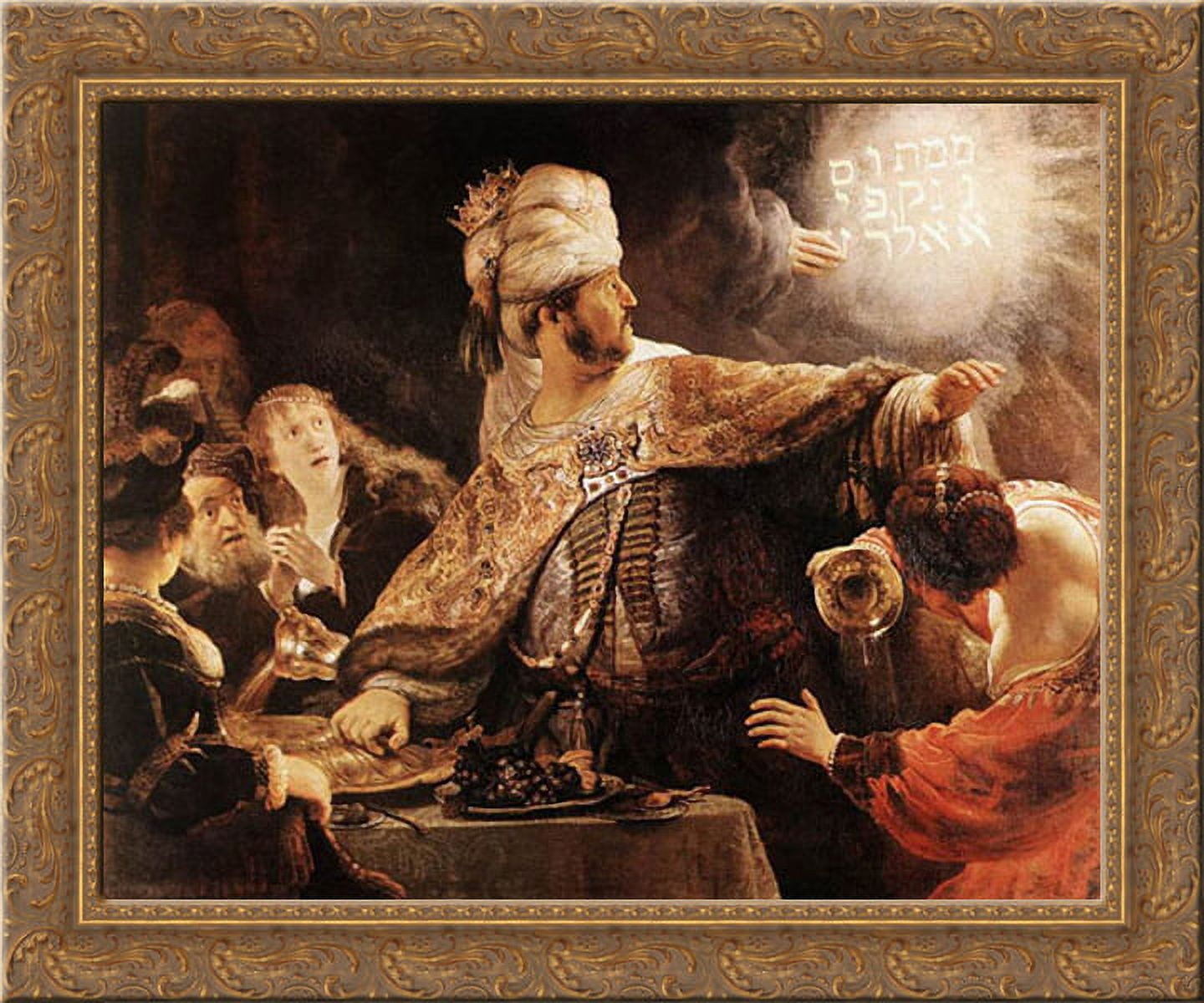 Belshazzar's Feast 23x20 Gold Ornate Wood Framed Canvas Art by ...