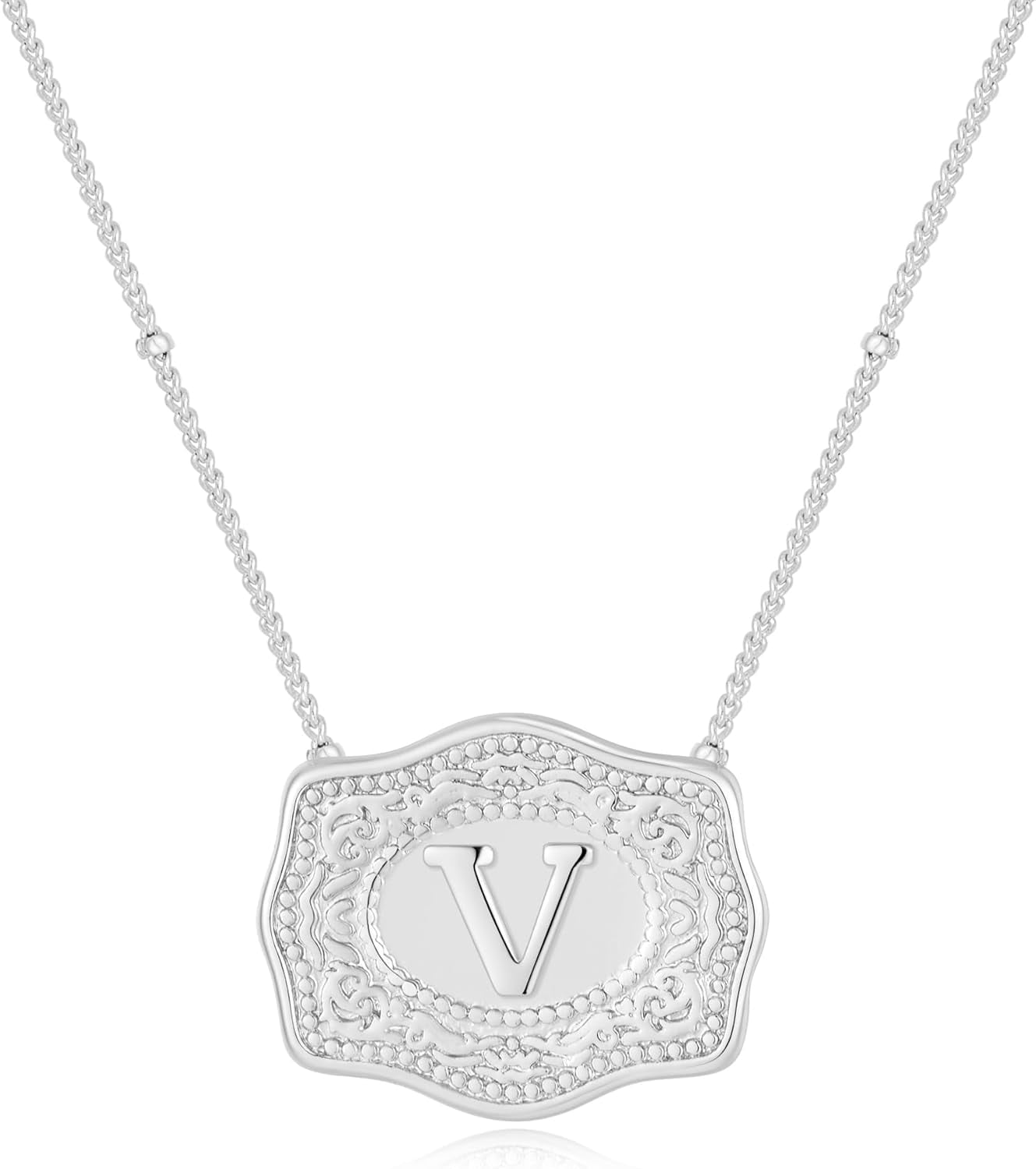 Belt Buckle Initial Letter Necklace For Women,14k Gold Plated With ...