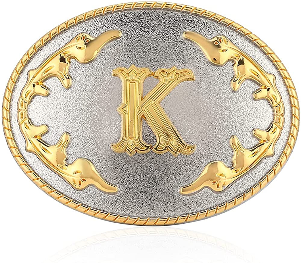 Cowboy Belt Buckle Vintage Western Belt Buckle - Initial Letter Design ...