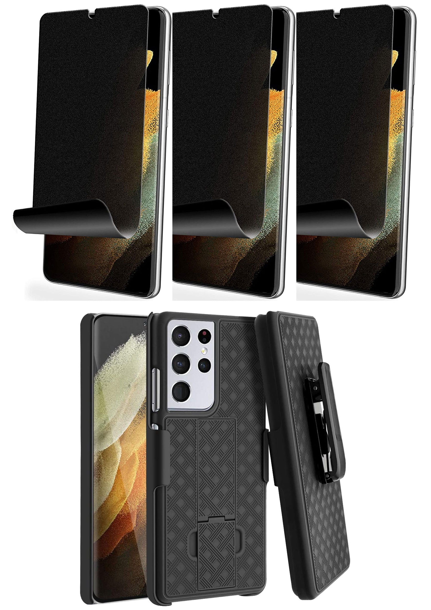 Belt Clip Case and 3 Pack Privacy Screen Protector Compatible With ...