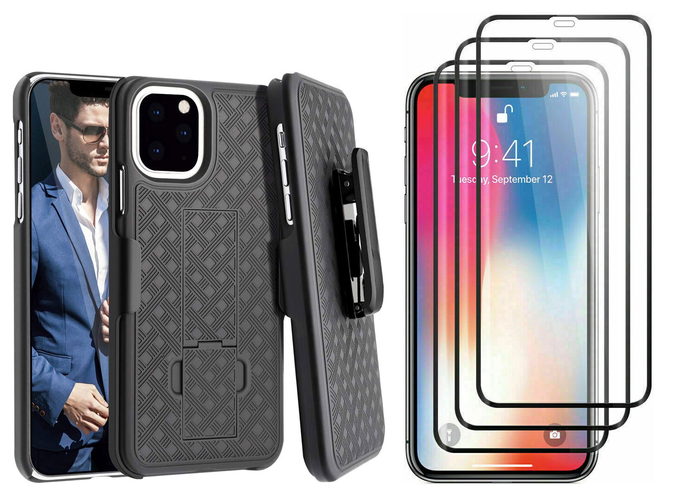 Belt Clip Case and 3 Pack Screen Protector Compatible With iPhone 11 ...
