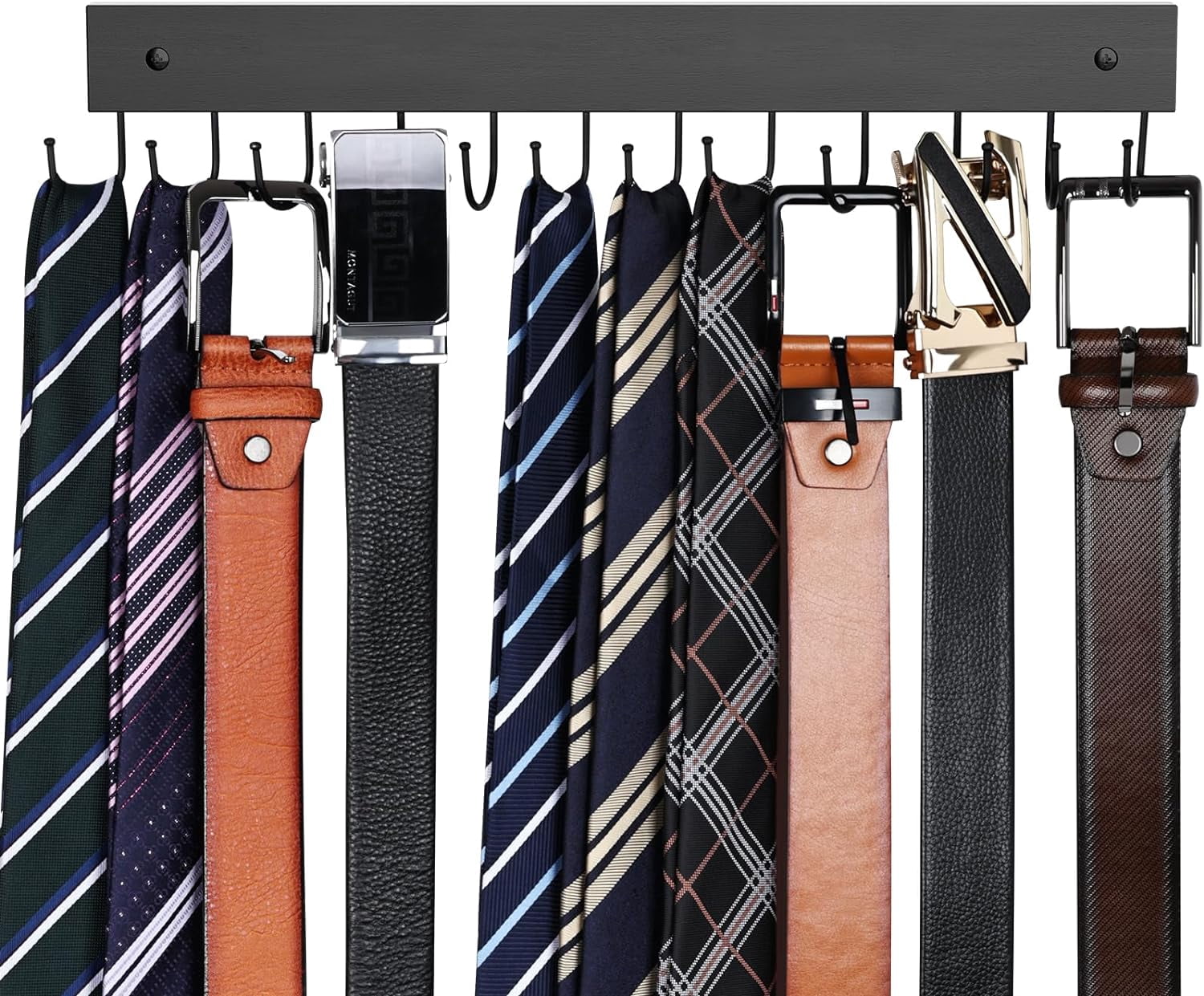 Belt Hanger Wall Mounted, Wooden Belt Organizer Max 12 Storage Capacity ...