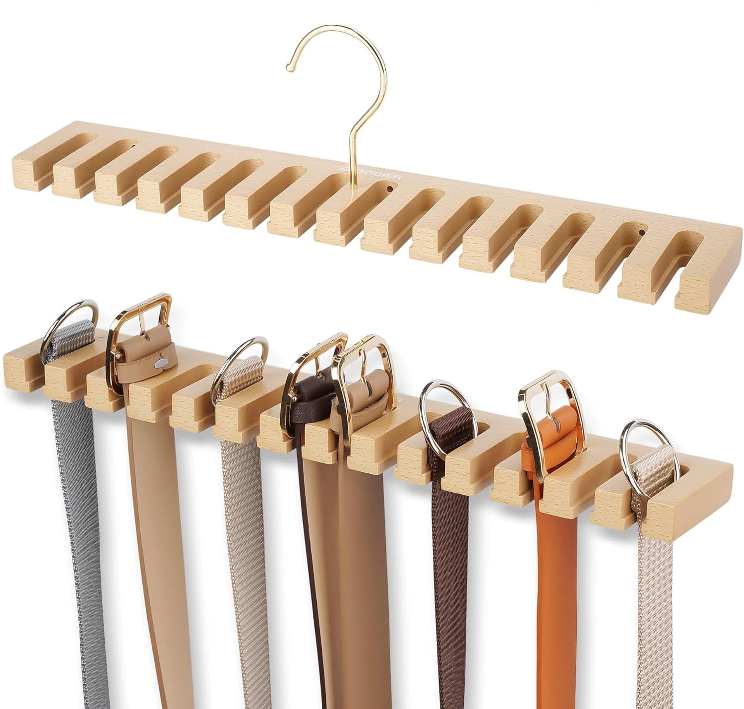 Belt Hanger for Closet, Sturdy Wood Belt Rack, Storage Capacity, Space ...