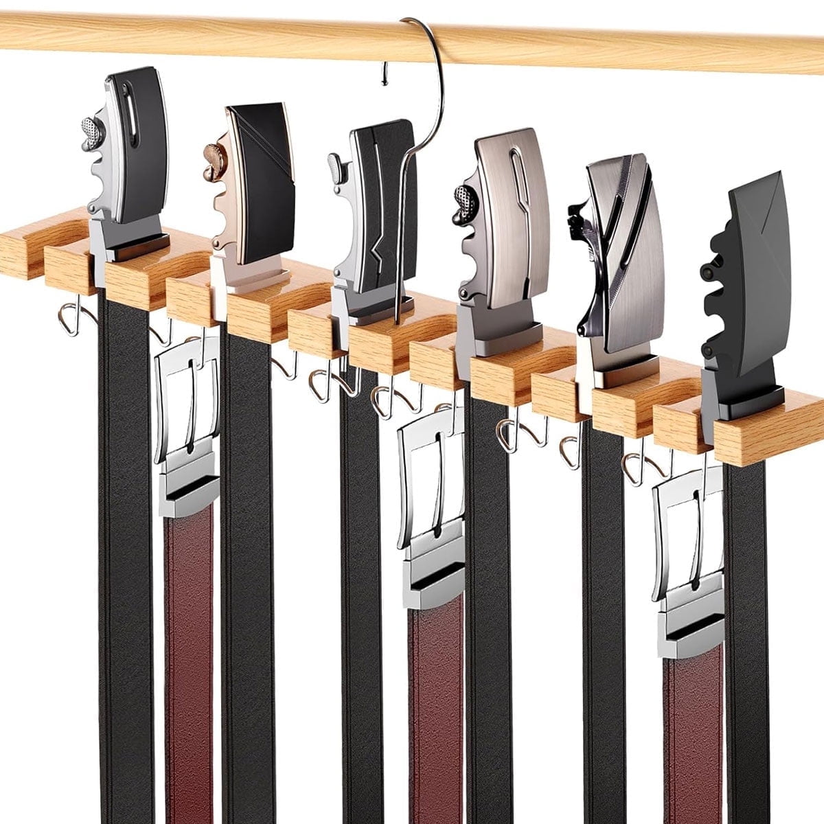 Belt Hanger for Closet Tie Storage Wall Mount Belt Organizer Wooden ...