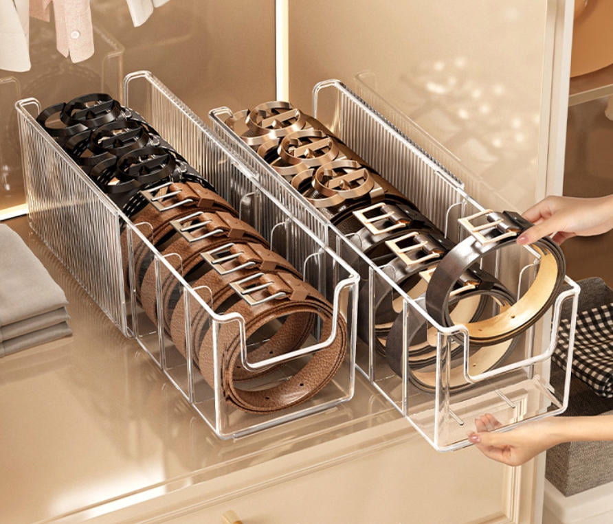 Clear Belt Organizer Extendable, 2 Pack Acrylic Belt Storage Holder ...