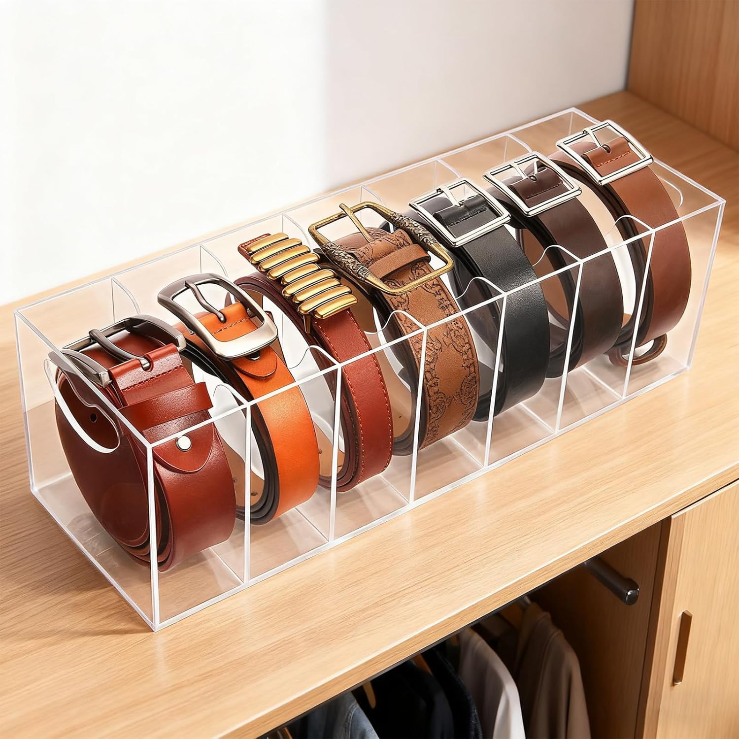Belt Organizer - Acrylic Display Case for Closet Ties and Bow Ties ...