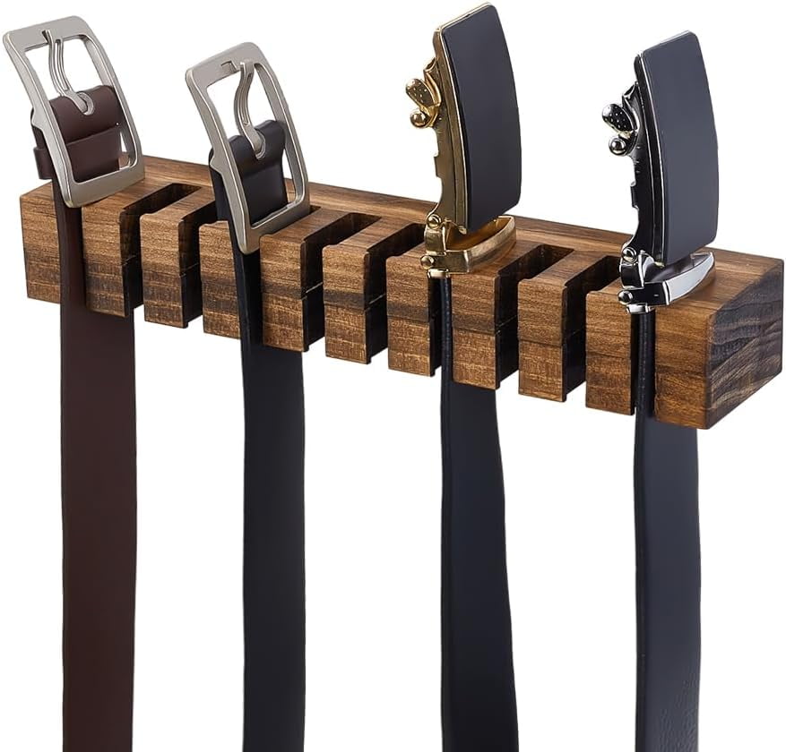 Belt Organizer Wooden Belt Holder Wall Mounted Belts Hanger with Slots ...