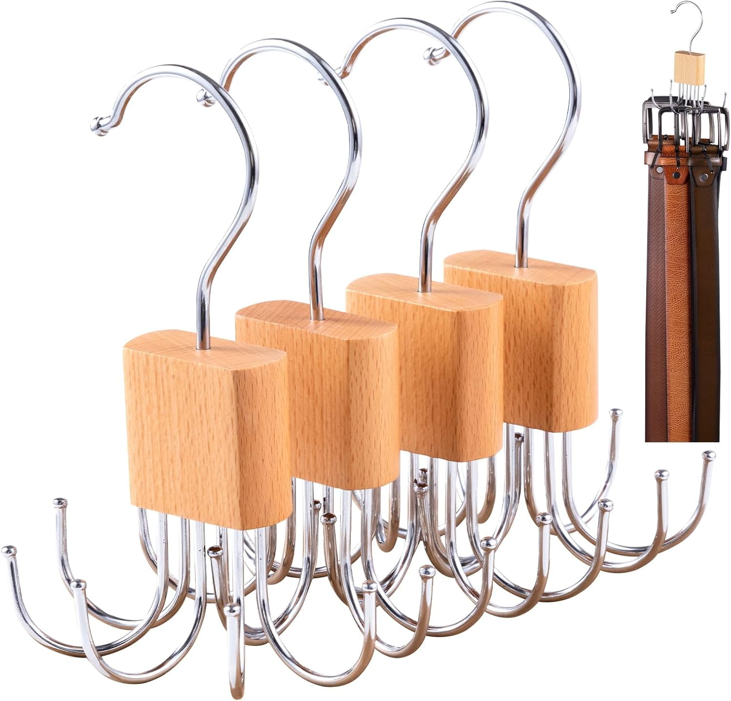 Belt Organizer, Wooden Block Belt Hanger Closet Organizers and Storage ...
