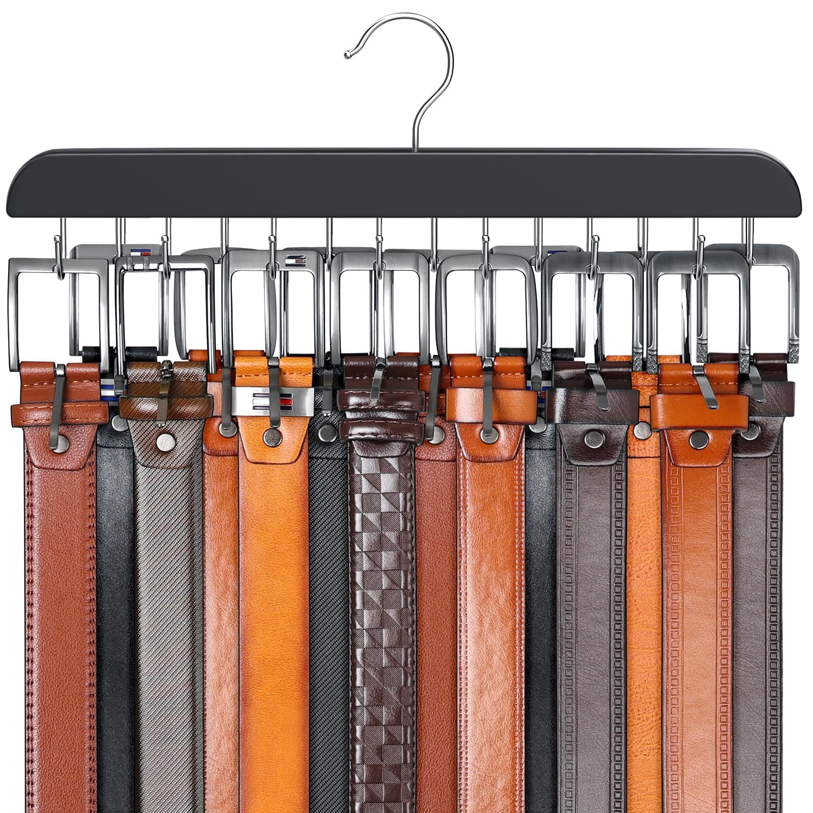 Belt Organizer for Closet with 14 Hooks, Max 42 Belts Capacity, Solid ...