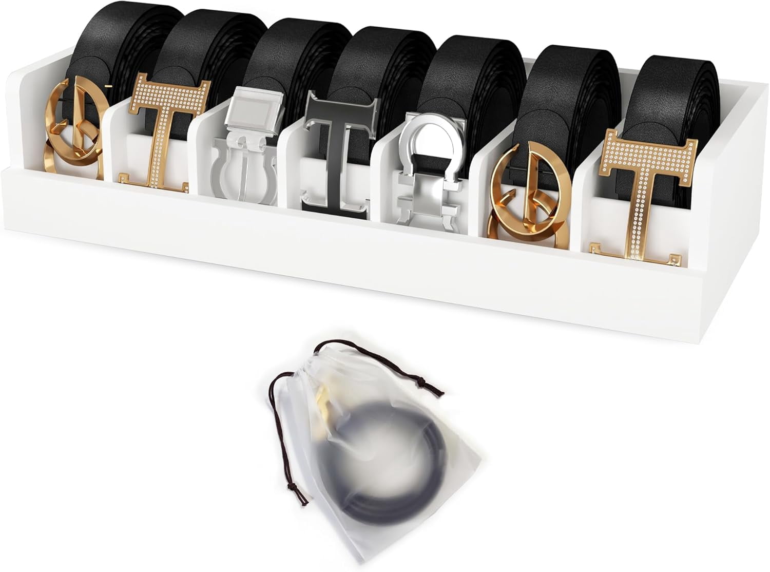 Belt Organizer for Drawer - Bamboo Belt Storage Organizer | Belt Rack ...