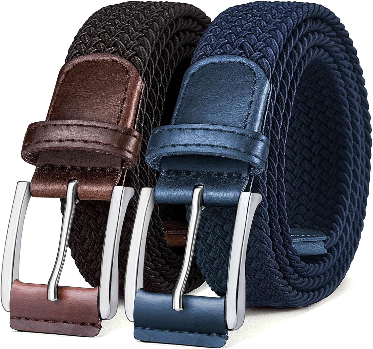 Belt for Men 2Pack,Mens Gift Stretch Braided Web Belt Elastic for ...