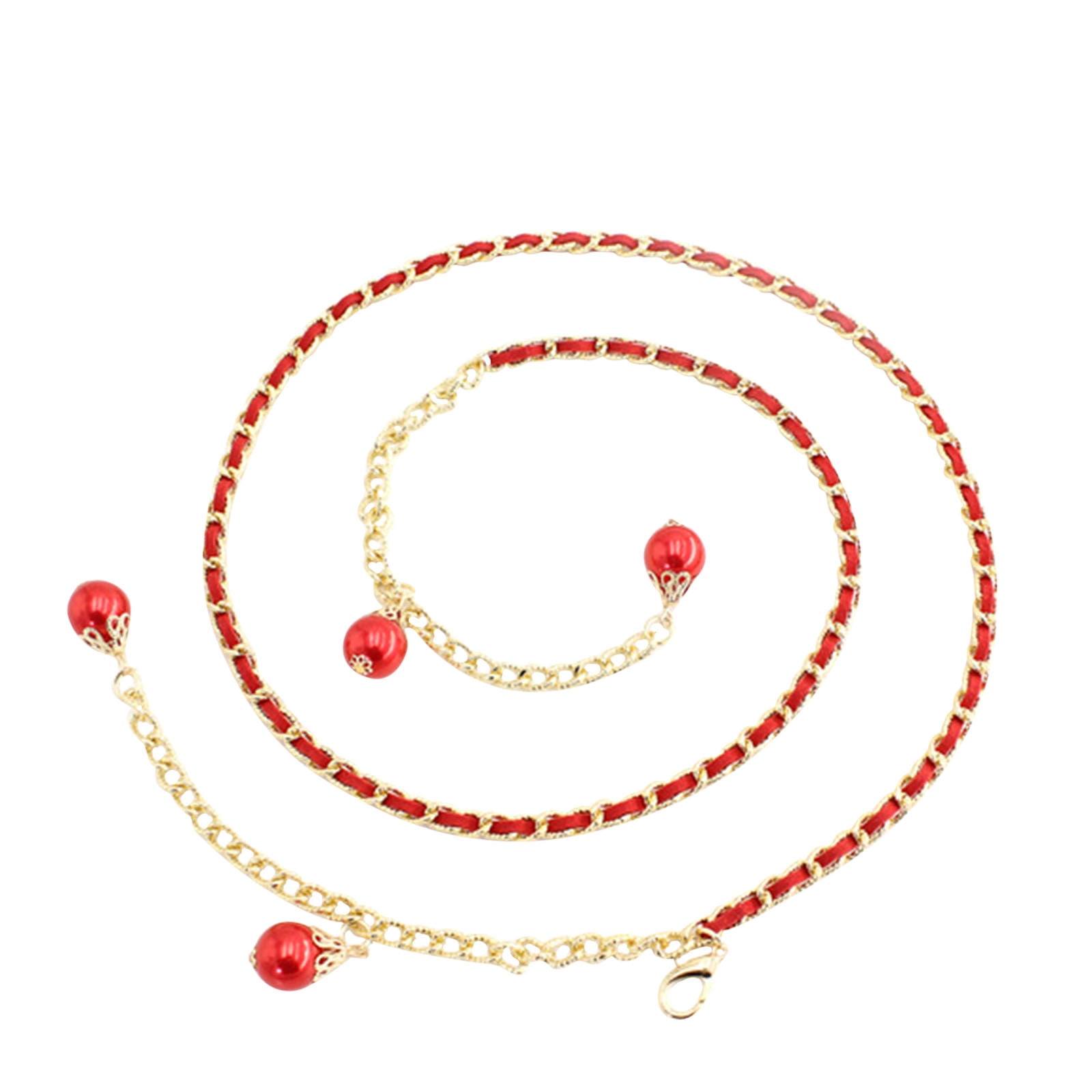 Belt for Women Metal Hook Adjustment Pearl Chain Decorative Dress Small ...