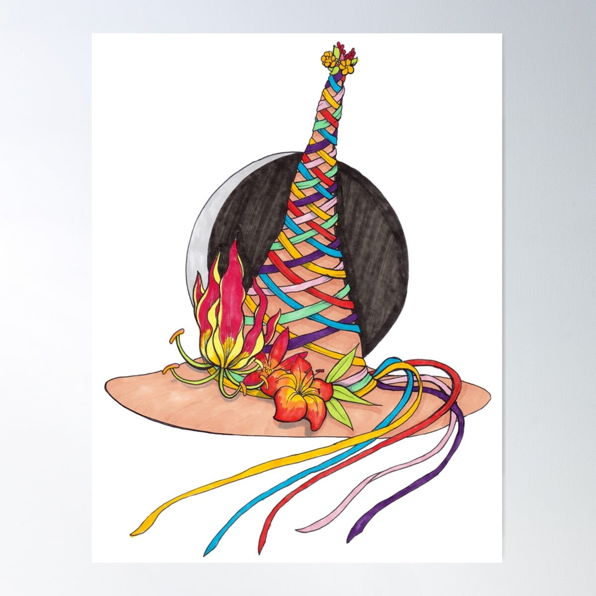 Beltane May Day Witch Hat Poster Wall Art, Modern Wall Decor For Living ...