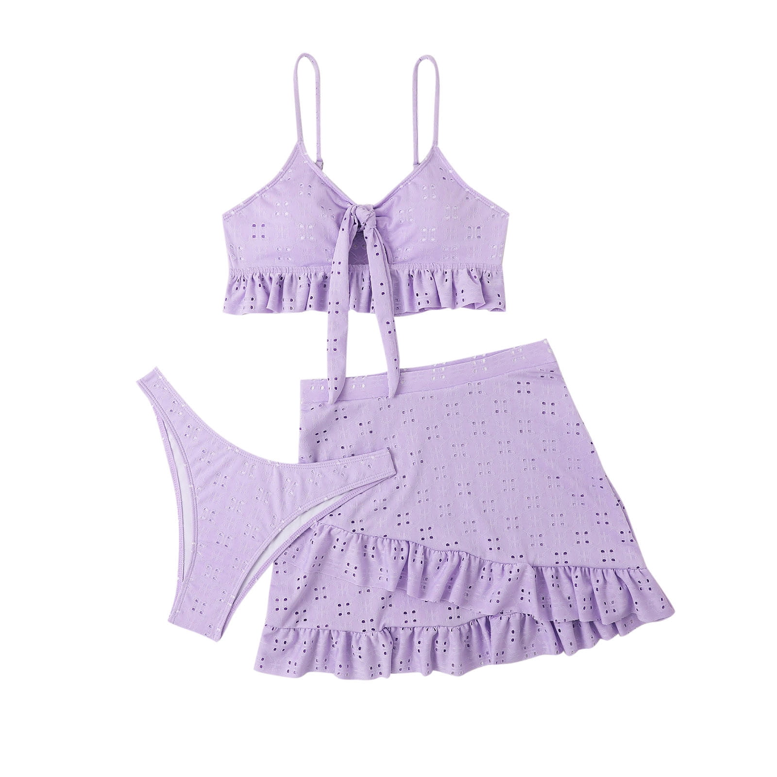 Belted Swimsuits for Women Ruffle Hem Two Piece Retro Swimsuits Elegant ...