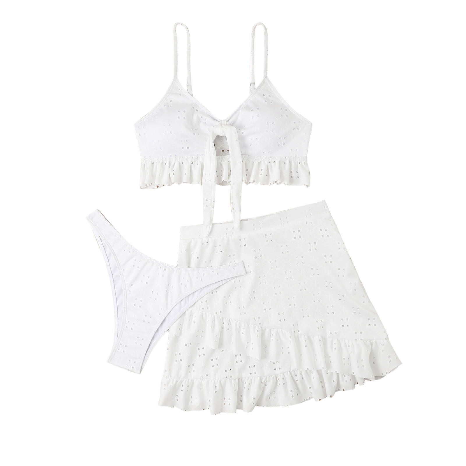 Belted Swimsuits for Women Ruffle Hem Two Piece Retro Swimsuits Elegant ...