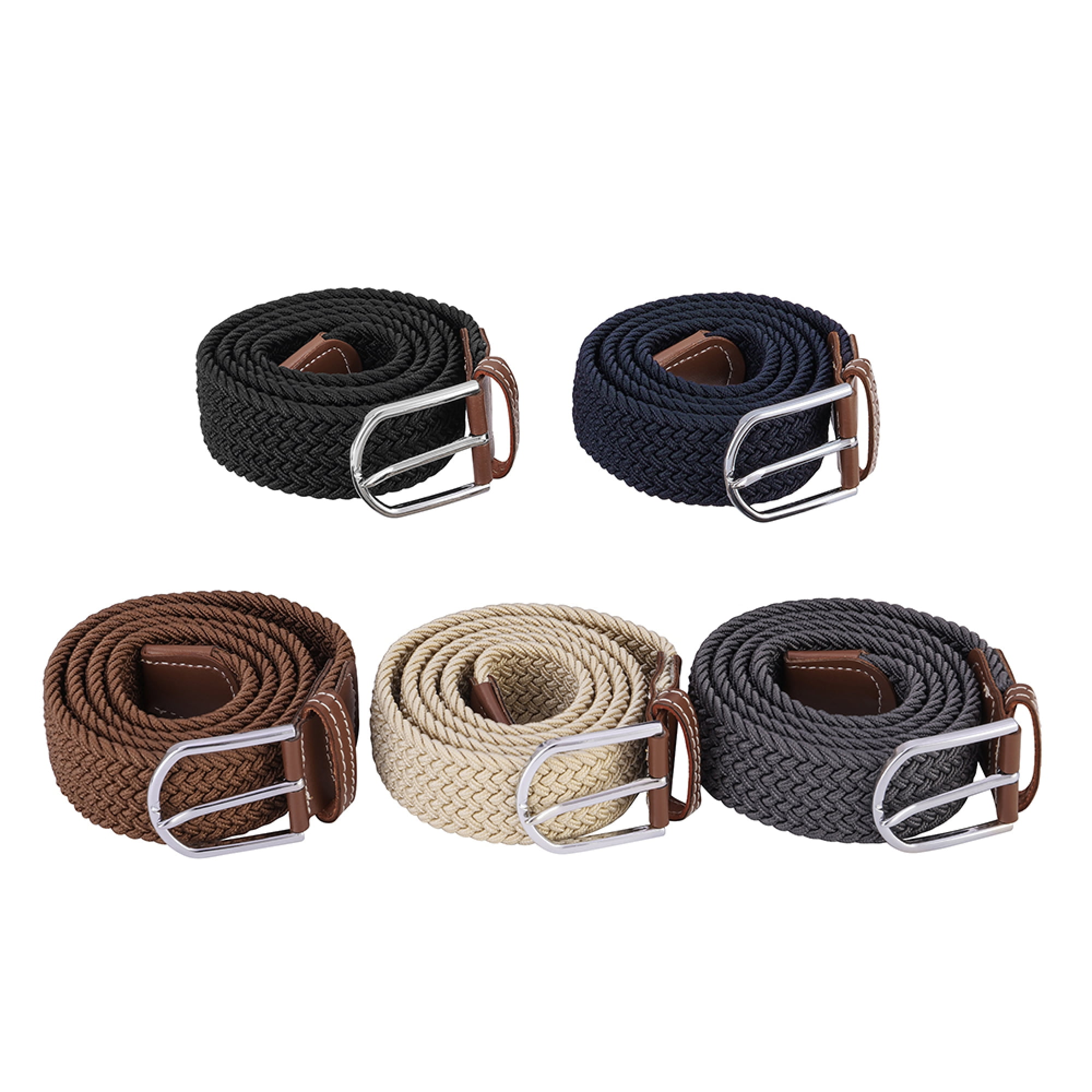 Belts for Men Woman Solid Color Elastic Bands Adult's Stretch Braided ...