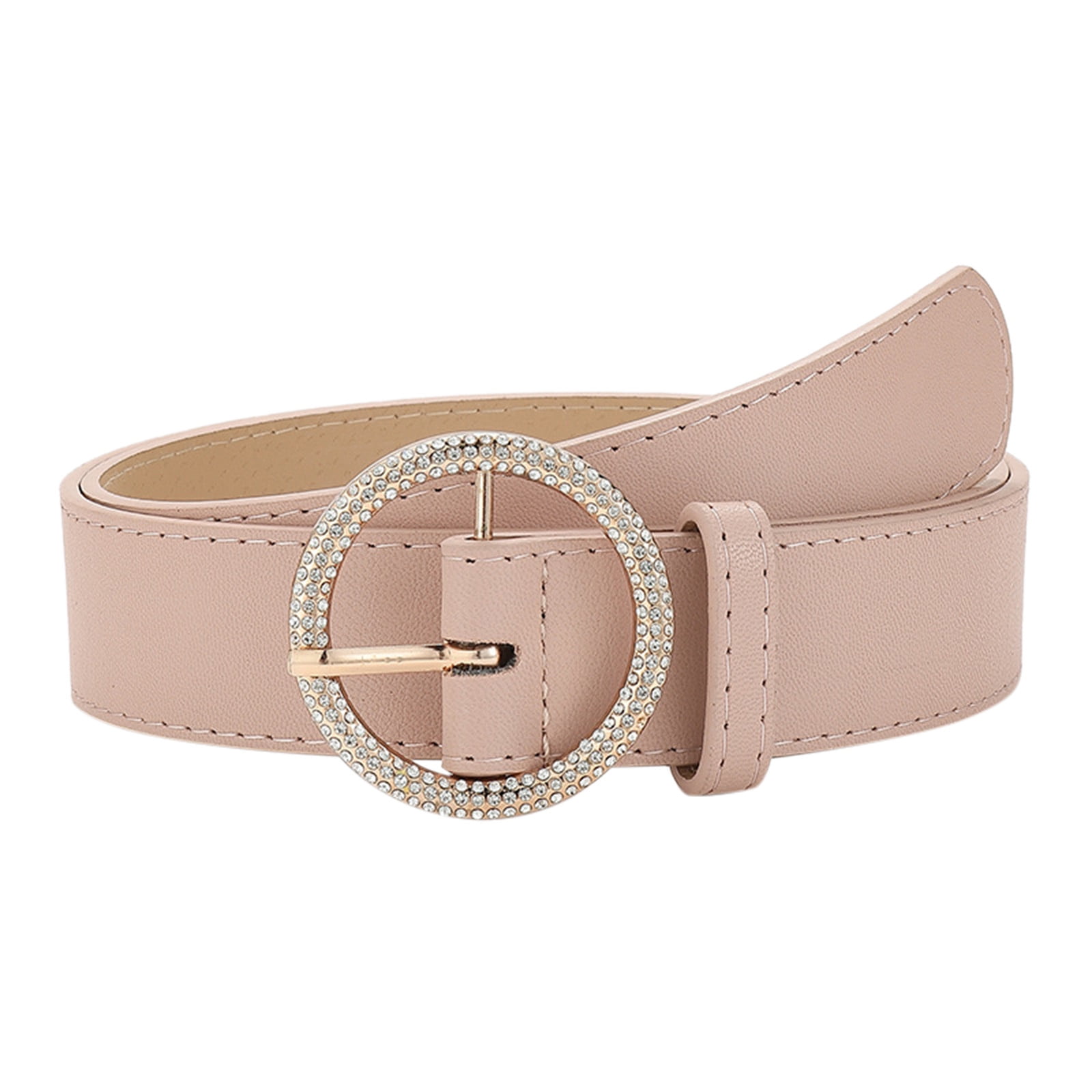 Belts for Women Fashion Vintage Round Buckle Inlaid Rhinestone Dress ...