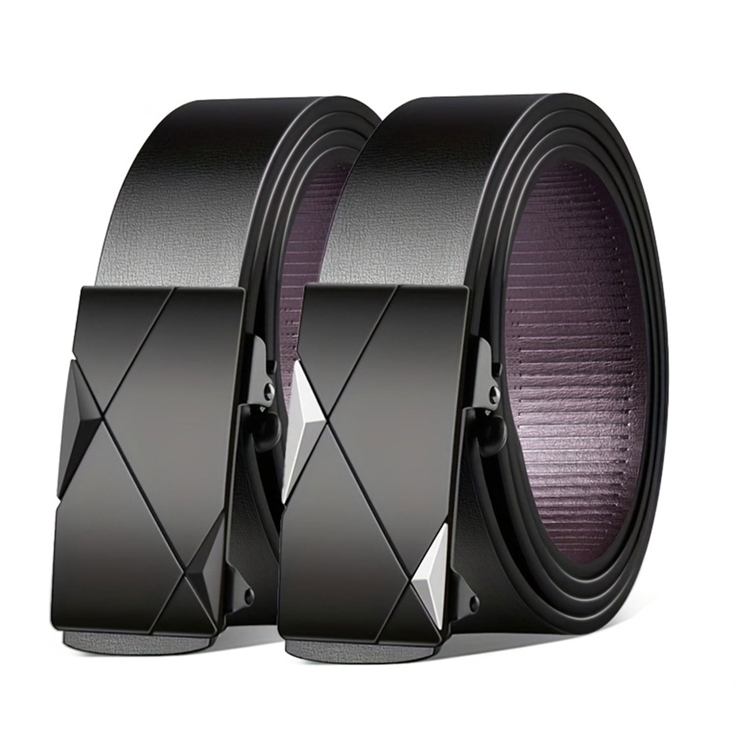 Beltzy 2pcs Leather Belt for Men, Mens Ratchet Belts For Gift Dress ...