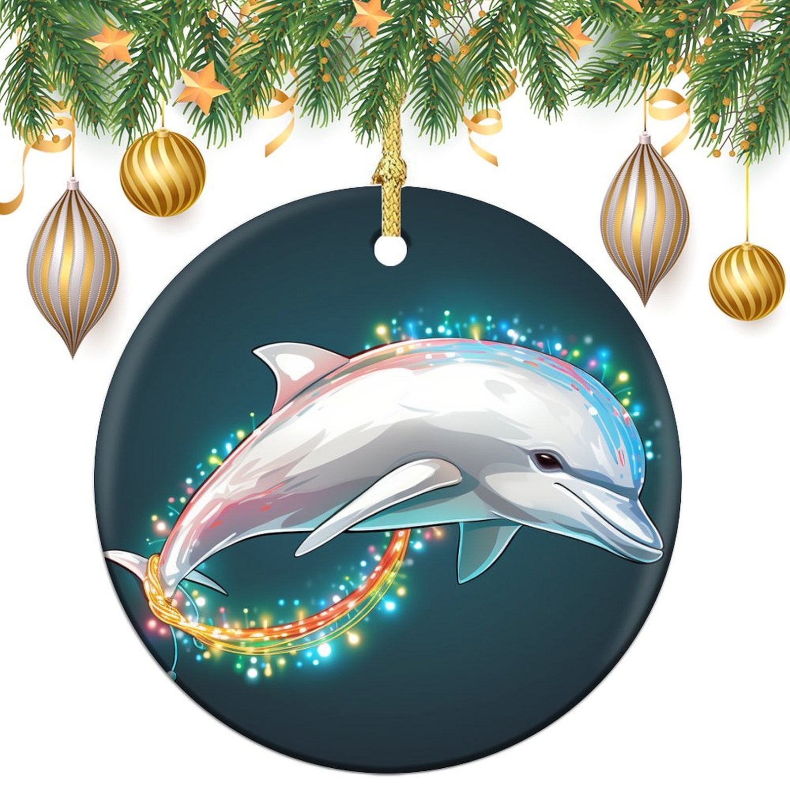 Beluga Whale Merry Christmas Winter Animals Whales Ornament Watercolor ...