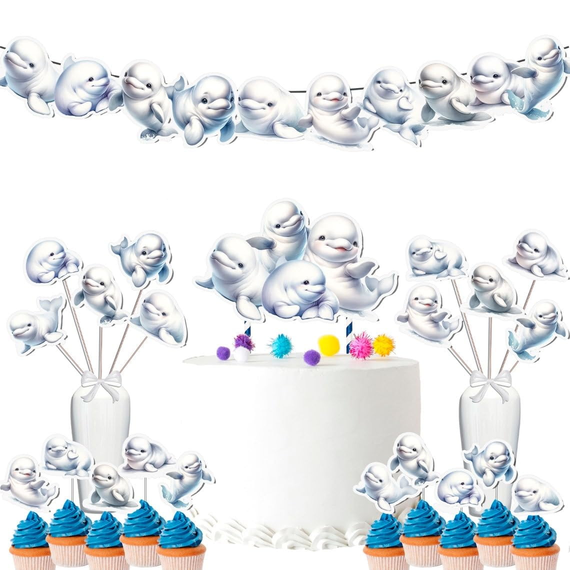 Beluga Whale Party Decor OIF8 Set - Charming Ocean Fun Kit for ...