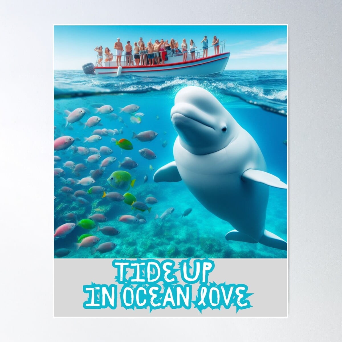 Beluga Whale Realistic Digital Art Poster Wall Art, Modern Wall Decor ...