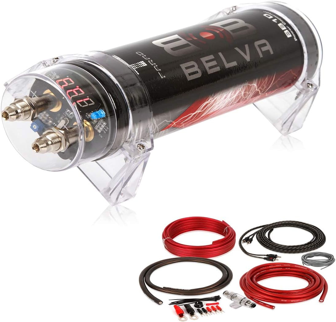 Belva B1DK42R Professional Grade 1 Farad Capacitor and 4 Gauge Amp Kit ...