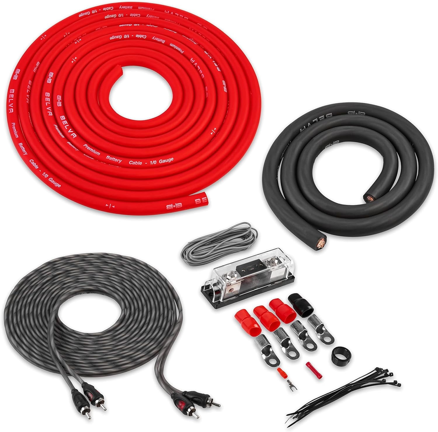 Belva BAK02 True 1/0 Gauge AWG Premium CCA Complete Amplifier Wiring ...