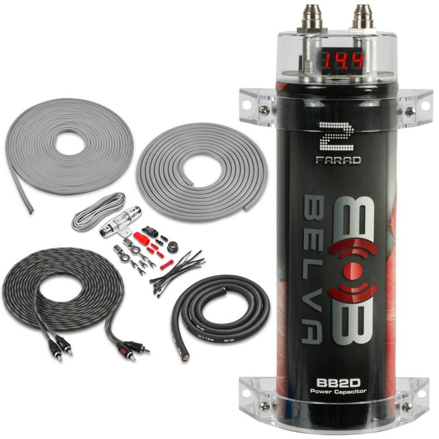 Belva BB2D 2 Farad Capacitor with Red Digital Voltage Meter + 4 Gauge ...
