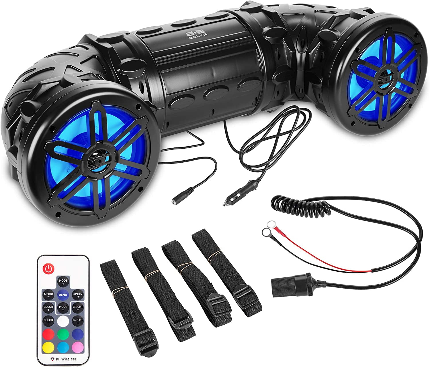 Belva BPS8RGB 600W Peak Waterproof UTV Bluetooth Dual 8" ATV ...