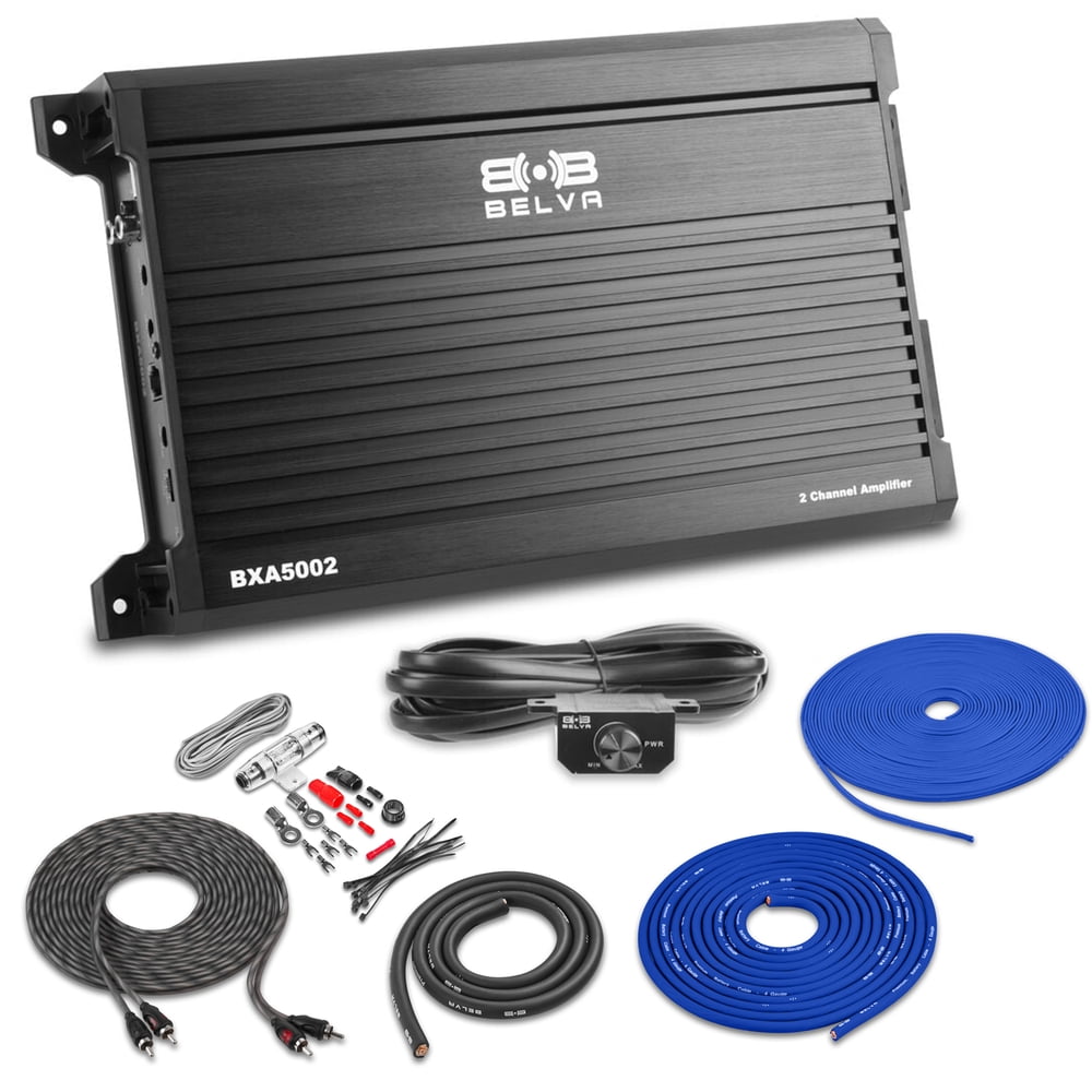 Belva BXA5002 Amplifier + Belva BAK82 8 Gauge Amp Kit 250W Class AB 2 ...