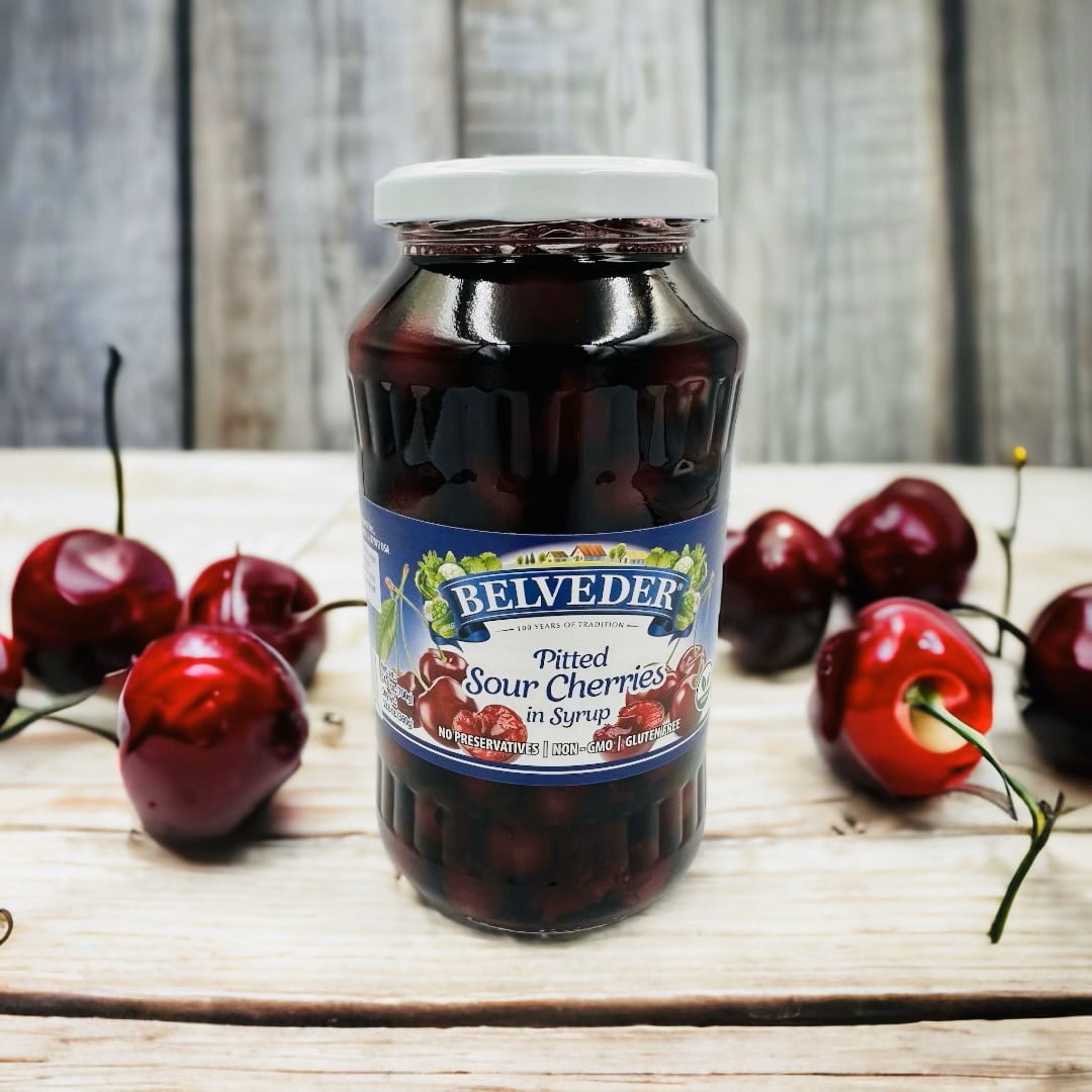 BELVEDER Pitted Sour Cherries in Light Syrup, Seedless, 24.6oz Jar ...