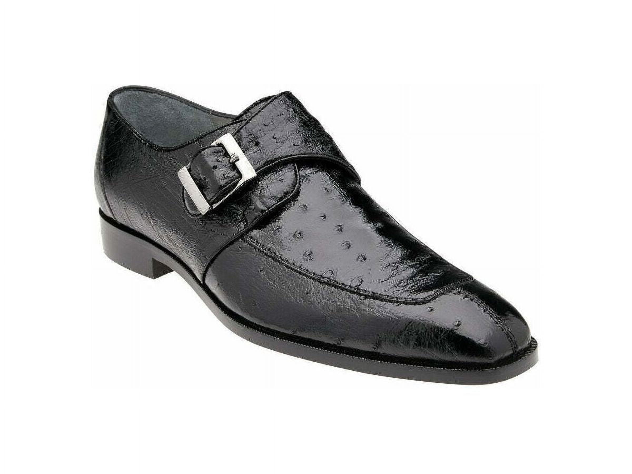 Belvedere Josh Black Genuine Ostrich Monk Strap Men’s Shoe (8.5 ...