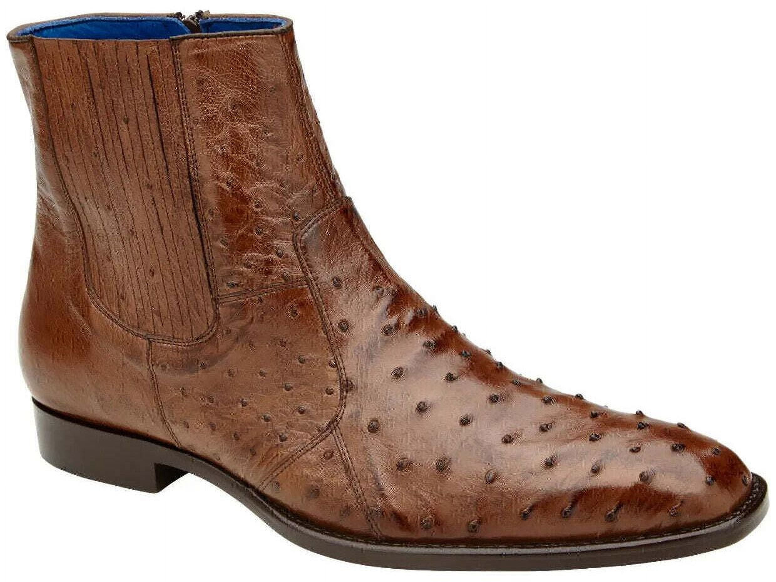 Belvedere Men's Genuine Ostrich Quill Chelsea Boot Roger Ant. Brandy ...