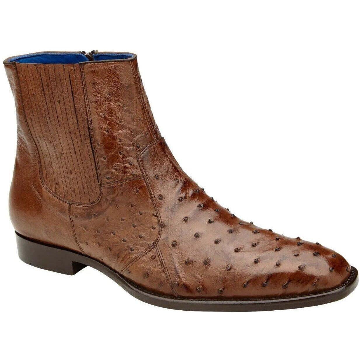 Belvedere Men's Genuine Ostrich Quill Chelsea Boot Roger Ant. Brandy ...