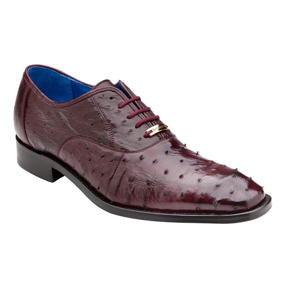 Belvedere Genuine Ostrich Quill Orlando Dark Burgundy Men’s Oxford ...