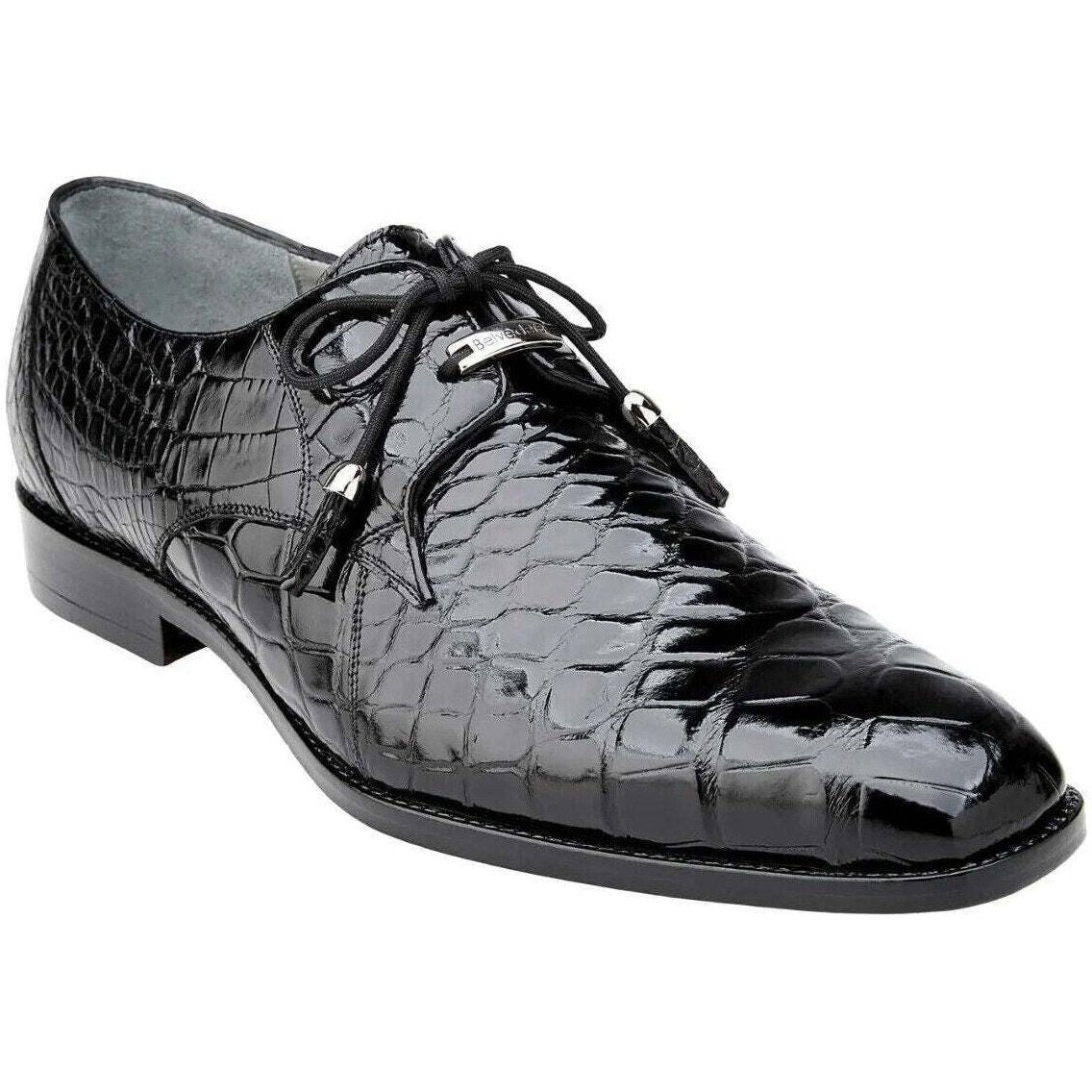 Belvedere Men's Shoes Lago Genuine Alligator Plain Toe Tassel Black ...