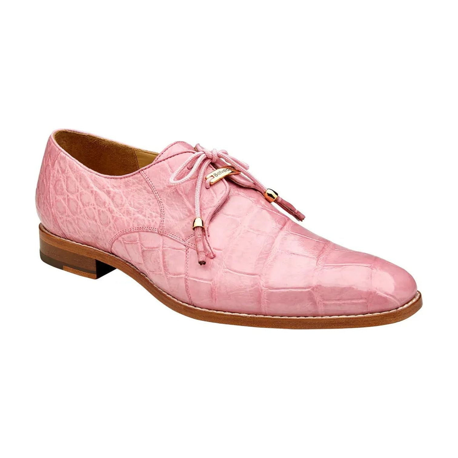 Belvedere Men's Shoes Lago Genuine Alligator Plain Toe Tassel Pink ...
