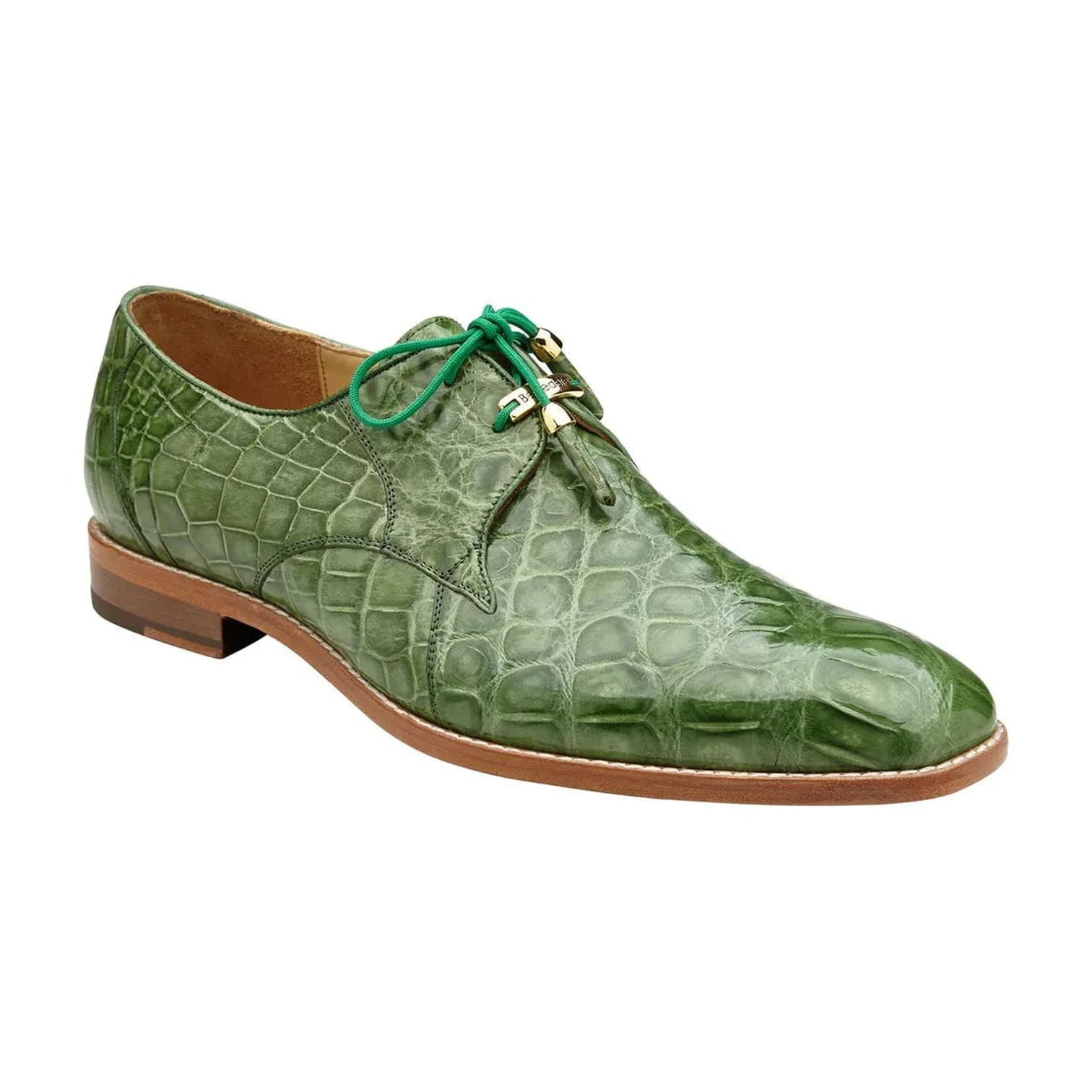 Belvedere Men's Shoes Lago Genuine Alligator Plain Toe Tassel Pistachio ...