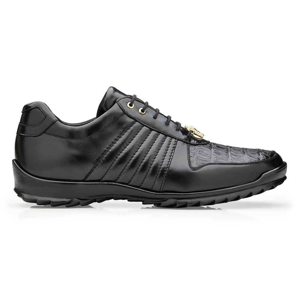 Belvedere Mens' Astor Black Genuine Caiman Crocodile Soft Calf Casual ...