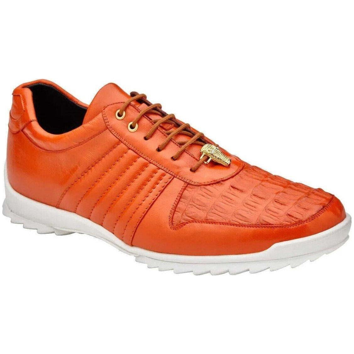Belvedere Mens' Astor Orange Genuine Caiman Crocodile Soft Calf Casual ...