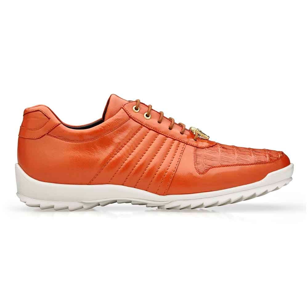 Belvedere Mens' Astor Orange Genuine Caiman Crocodile Soft Calf Casual ...