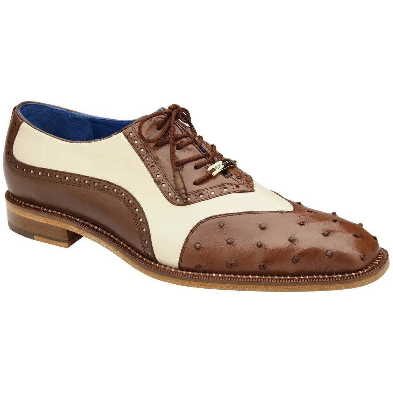 Belvedere Mens' Brown & Cream Two Tone Sesto Ostrich Oxford (12 ...