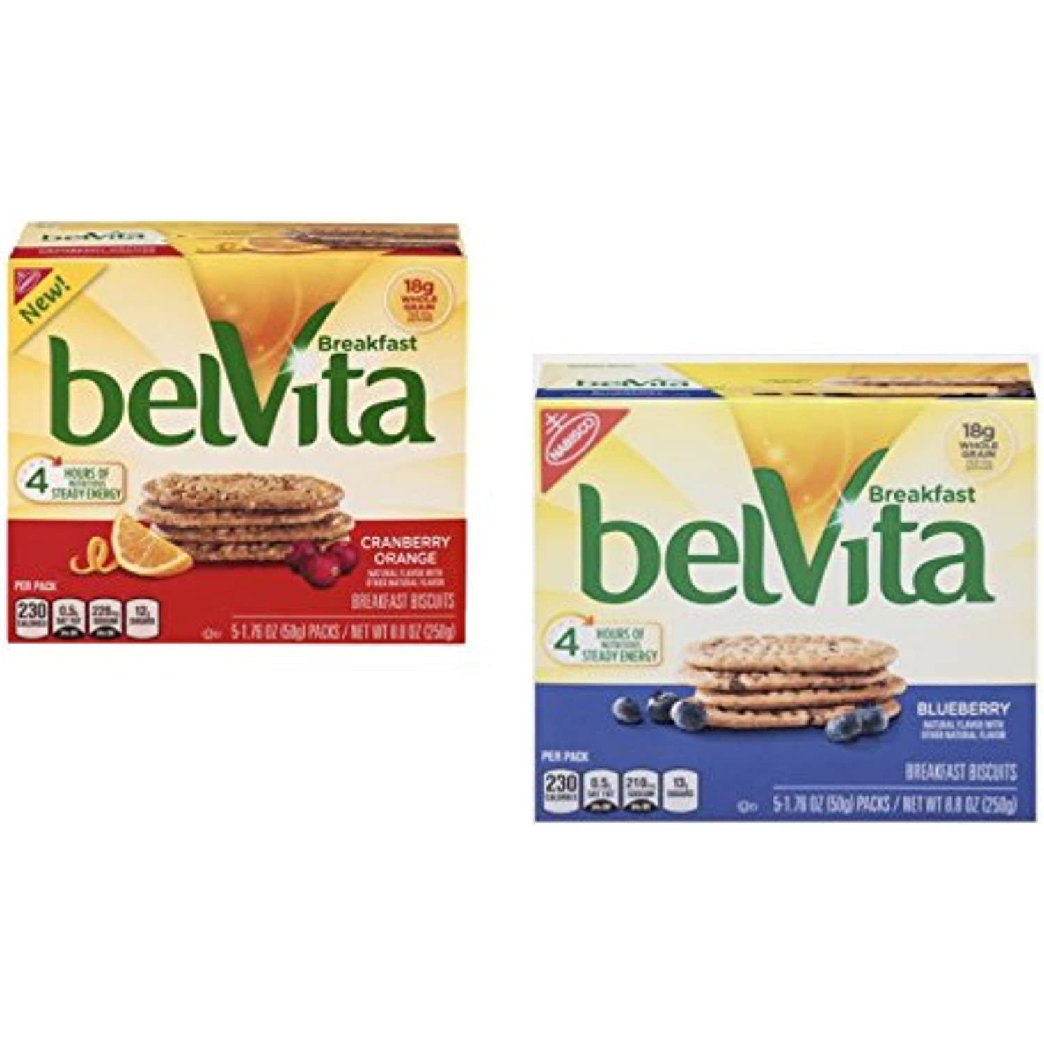 Belvita Breakfast Biscuits Cranberry Orange + Blueberry Variety Pack, 2 ...