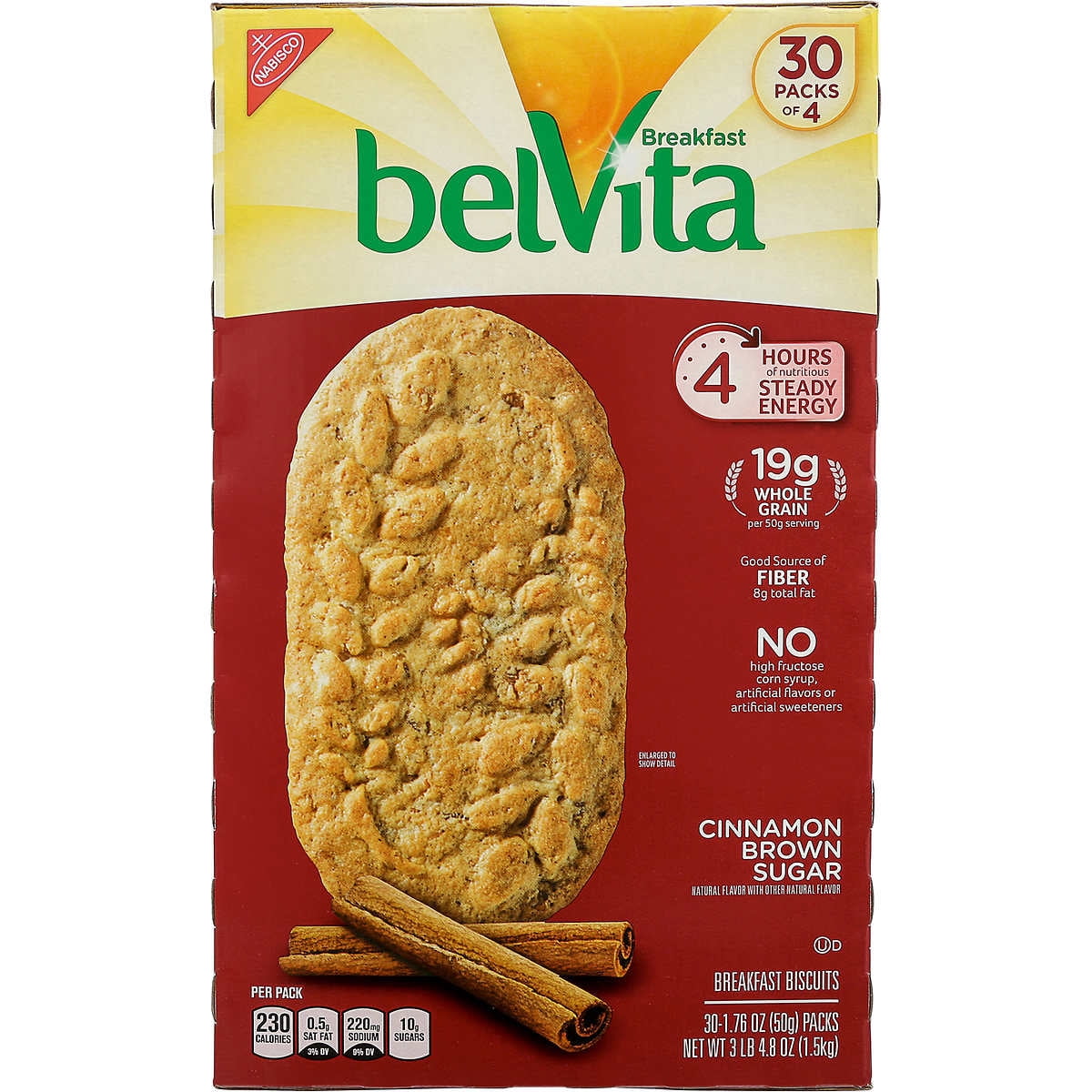 Belvita Cinnamon Brown Sugar Breakfast Biscuits, 30 Packs, 1.76 oz each ...
