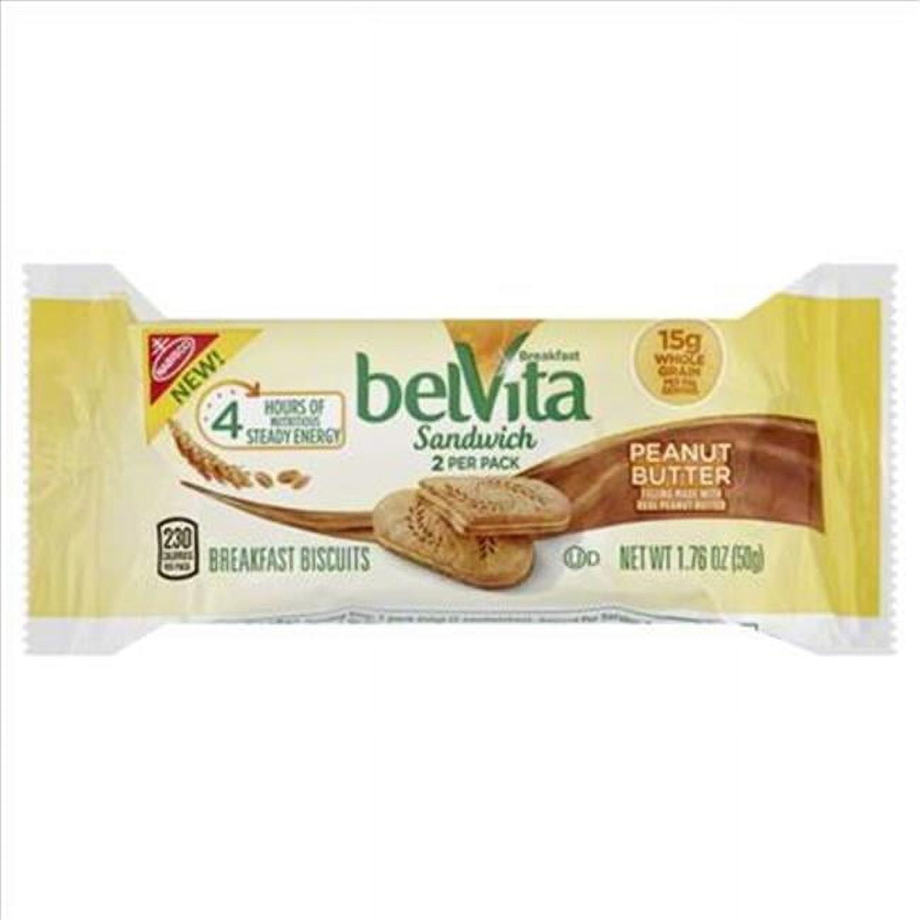 belVita Cookies Peanut Butter, Whole Grain, 1.76 Ounce, 8 Per Box, 64 ...