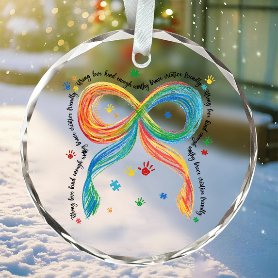 Belvo Autism Coquette Bow Ornament, Autism Awareness Puzzle Ribbon ...