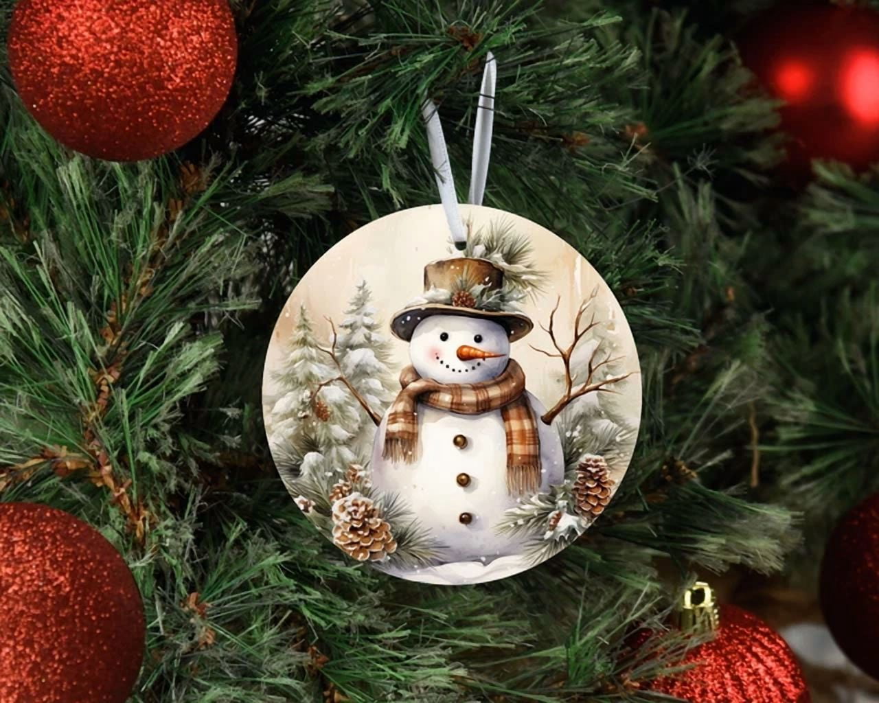 Belvo Ceramic Ornament Golden Snowman Ceramic Holiday Tree Decoration ...
