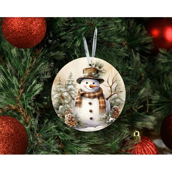 Belvo Ceramic Ornament Golden Snowman Ceramic Holiday Tree Decoration ...