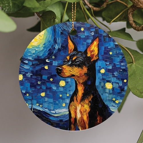 Belvo Ceramic Ornament Miniature Pinscher Dog Starry Night Inspired Pet ...